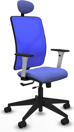 Piqueras y Crespo Einfacher Schreibtischstuhl mit wei&szlig;en und schwarzen Armlehnen, h&ouml;henverstellbarer Lendenwirbelst&uuml;tze und festem Kopfteil, ausgestattet mit Syncro/Tra