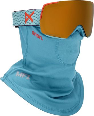 Anon M5S Schneebrille + Bonus-Objektiv + MFI-Gesichtsmaske (Rahmen: Retro Blau, Gl&auml;ser: Perceive Sunny Bronze, Ersatzlinse: bew&ouml;lkter Platz)