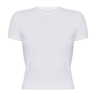 Dolce & Gabbana Femme, Tops, Blanc, Taille: 36 FR Top avec logo brod&eacute;