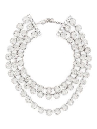 Moschino collier drap&eacute; serti de cristaux - Argent