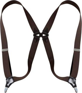 Generic Bretelles pour homme 3,5 cm de large ceinture &eacute;lastique r&eacute;glable bretelles X dos chemise clip porte-jarretelles pantalon bretelles homme bretelles vin