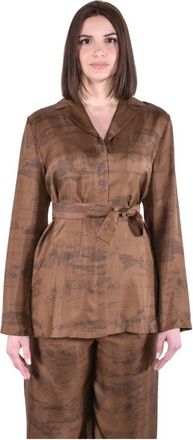Max Mara Femme, V&ecirc;tements de nuit et de d&eacute;tente, Brun, Taille: 46 FR Mstabituro Chemise &agrave; manches longues
