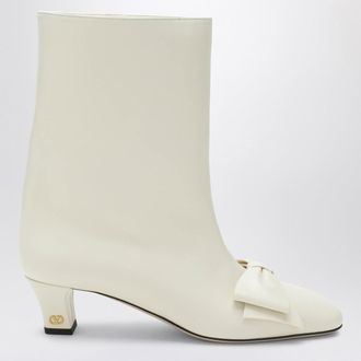 Valentino Garavani Elfenbeinfarbene Bowow Stiefeletten