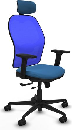 Piqueras y Crespo Ergonomischer Stuhl mit Kopfteil mit 2D-Armen, h&ouml;henverstellbare Lendenwirbelst&uuml;tze, ausgestattet mit Syncro/Traslack und Schaumstoff, Blau/Hellblau