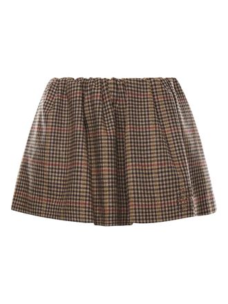 Miu Miu check gathered mini skirt - Braun