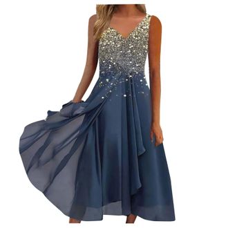 Generic Damen Kleider Spitzenkleid Chiffon Cocktailkleid Festliches Ballkleid Brautjungfernkleider F&uuml;r Hochzeit Midi Abendkleider S-5XL