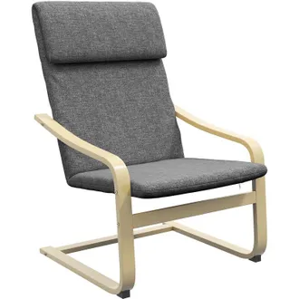 HOMCOM Homcom - Schwingsessel Relaxsessel mit Kopfkissen, Sessel mit Holzrahmen Schwingstuhl, Esszimmerstuhl mit Leinenoptik f&uuml;r Wohnzimmer, Dunkelgrau 66,5