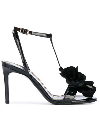 Lanvin sandales &agrave; appliques fleurs - Noir