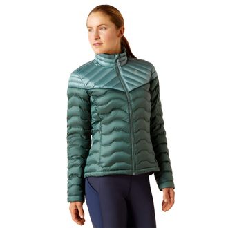 Ariat Womens Ideal Down Insulated Jacket Long Sleeve in Iridescent Arctic Silver Pine, Size X-Large, by Ariat