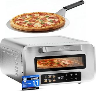 Profi Cook ProfiCook Pizzaofen elektrisch | 400&deg;C | echter Pizzastein | inkl. Pizzaheber | variable Zeit und Temperatureinstellung | Pizza Ofen Elektro | f&uuml;r Piz