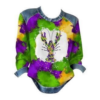 Generic Sweat-shirt &agrave; manches longues pour femme avec col rond, sans capuche, sweat-shirt imprim&eacute; pour femme, manches longues, haut d&eacute;contract&eacute; pour le sport,