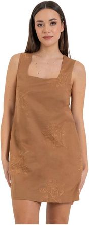 Kocca Femme, Robes, Brun, Taille: 40 FR Robe Broderies Sans Manches
