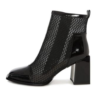 Cesare Gaspari Ankle Boot aus Lackleder mit Mesh-Einsatz - - Shoes - Damen - Schwarzk - 37 EU