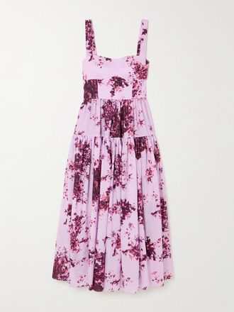 Erdem Robe Midi En Coton &Agrave; Imprim&eacute; Fleuri - Rose
