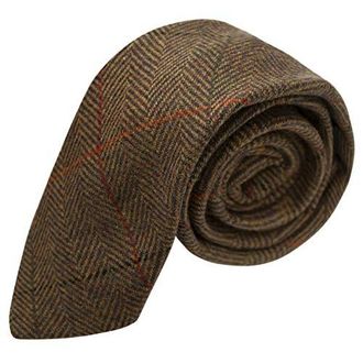 King & Priory Moutarde chevron Check Cravate