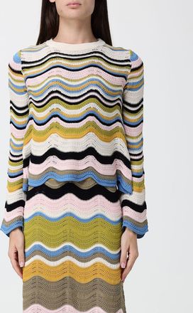 La DoubleJ Pull ras-du-cou en coton crochet&eacute; &agrave; imprim&eacute; vagues