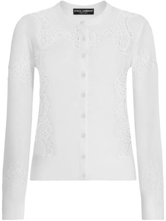 Dolce & Gabbana cardigan DNA à détails en dentelle - Blanc