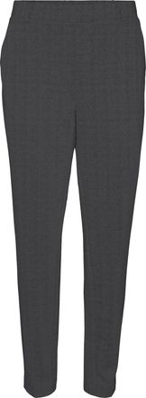Vero Moda Damen VMSILVA MW Tapered Pant Stoffhose, Black/Detail:Asphalt Herringbone, S / 32L