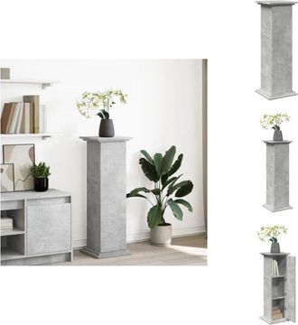 vidaXL Postament mit Stauraum Betongrau 31x30x90 cm Holzwerkstoff - Ständer - Blumenständer - Säule - Dekosäule