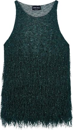 Giorgio Armani Femme, Tops, Vert, Taille: 38 FR Top en jersey lurex avec franges