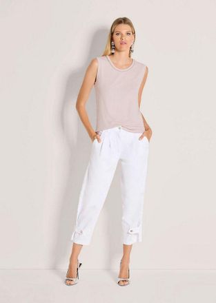 Madeleine Kurzarmshirt Elegantes Kurzarm Sommeroberteil mit Strass Viskose-Shirt mit Rundhalsausschnitt, &auml;rmellos