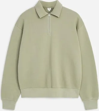 Arket Sweatshirt Aus Baumwolle Mit Kurzem Rei&szlig;verschluss -Gr&uuml;n