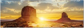 Paul Sinus Art Panoramabild auf Leinwand und Keilrahmen 120x40cm USA Monument Valley Sonnenuntergang Natur