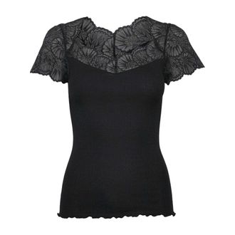 Rosemunde Schwarzes Spitzenoberteil Kurzarm Elegant - - Blouses & Shirts - Damen - Schwarzk - XS
