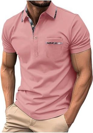 Generic Polo &agrave; manches courtes pour homme - Style d&eacute;contract&eacute; - Avec poche, rouge, XXL