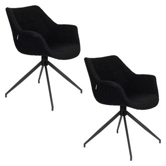 Zuiver Doulton Dreharmstuhl Schwarz - 2er Set