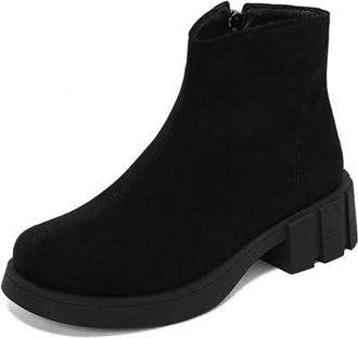 Generic Bottines tendance en daim synth&eacute;tique pour femme avec fermeture &eacute;clair lat&eacute;rale, bout rond, talon &eacute;pais, chaussures dhiver d&eacute;contract&eacute;es pour lext&eacute;rie