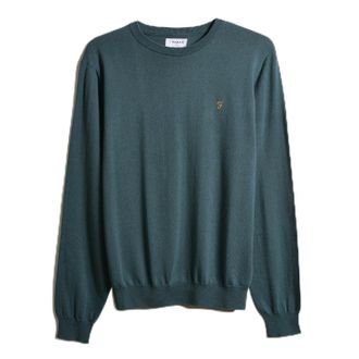 Farah Herren Mullen Wool Crew Neck Pullover, Ocean, XL