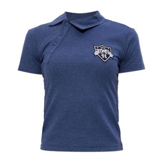 Misbhv Misbhv, Femme, Tops, Bleu, Taille: 40 FR Polo &agrave; D&eacute;tails Appliqu&eacute;s