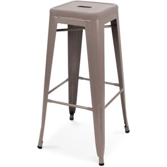 Oviala Oviala - Tabouret de bar en m&eacute;tal mat taupe