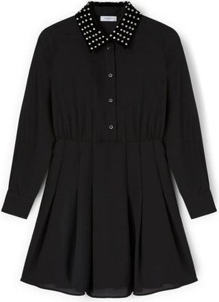 Motivi Femme, Robes, Noir, Taille: 36 FR Robe en georgette avec col brod&eacute;
