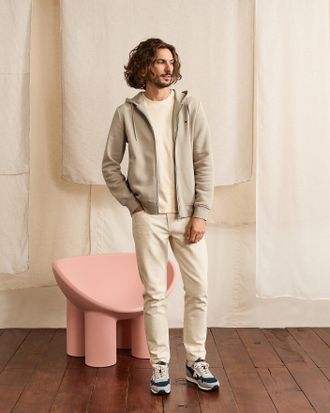 Faguo Sweat zipp&eacute; &agrave; capuche beige clair