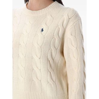 Ralph Lauren Womens Cable Knit Cashmere-Wool Sweater White Jumpers