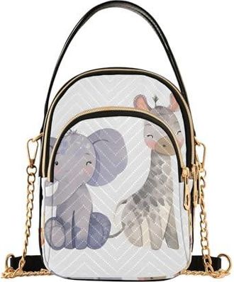 Mnsruu Sac à bandoulière pour femme, girafe, éléphant, animal de la forêt, sac à main, petit sac à bandoulière avec sangle réglable