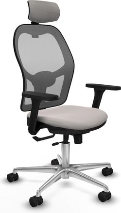 Piqueras y Crespo Ergonomischer Stuhl mit 3D-Armlehnen, h&ouml;henverstellbarer Lendenwirbelst&uuml;tze und h&ouml;henverstellbarem Kopfteil, Grau/Wei&szlig;