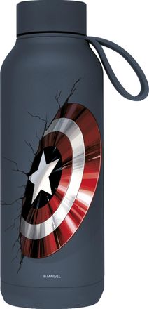 Quokka Captain America Thermosflasche, Edelstahl, massiv, mit Slate-Aufh&auml;nger, 510 ml