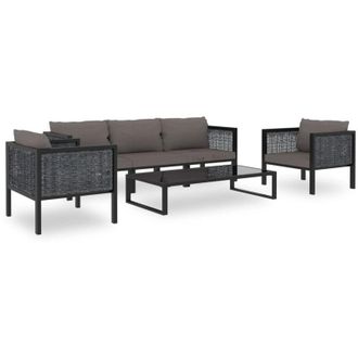 vidaXL Vidaxl - Salon de jardin 6 pcs avec coussins r&eacute;sine tress&eacute;e anthracite