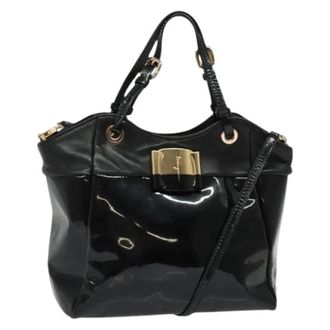 Ferragamo Sac &agrave; main en toile enduite Pre-owned - Femme - Pre-owned - Noir - Taille: ONE Size