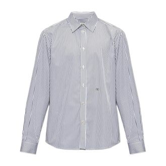 Valentino Garavani Baumwoll-Popeline-Hemd mit gesticktem VLogo-Streifen - - Shirts - Herren - Wei&szlig; - L
