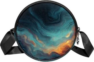 Generic Petit sac &agrave; bandouli&egrave;re Circle pour femme, Galaxy Nebula Planet - Petit sac &agrave; bandouli&egrave;re avec fermeture &eacute;clair et bretelles r&eacute;glables - Style d&eacute;contr