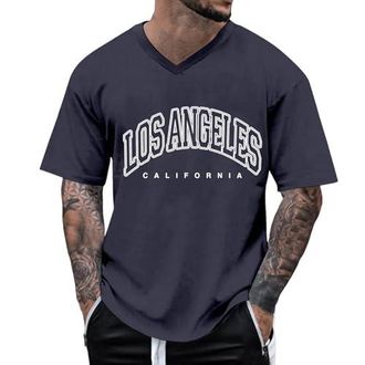 Generic T-shirt surdimensionn&eacute; pour homme - T-shirt d&eacute;t&eacute; &agrave; col rond &agrave; manches courtes - Avec imprim&eacute; urbains - Chemises basiques pour homme - Chemises d&eacute;contr