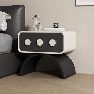 Generic Hoher Nachttisch, Nachttisch Mit Schubladen Und Schwarzen, Gew&ouml;Lbten Schrankbeinen Aus Karbonstahl, Abgerundete Ecken for Schlafzimmer, Wohnzimmer