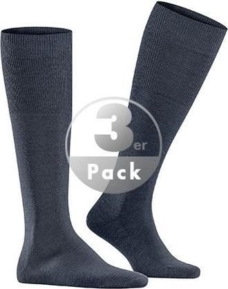 Falke Herren Kniestr&uuml;mpfe blau Schurwolle unifarben
