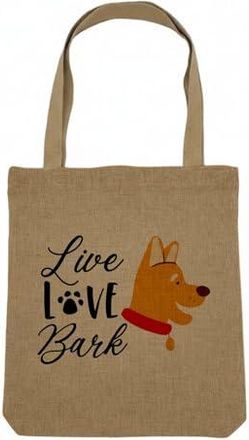 Fabulous Sac Shopping Tote Bag Aspect Lin - Live Love Bark Dog Pets - Sac de Courses Toile Epaisse 360g Beige Naturel Cabas Port&eacute; Epaule Solide Imprim&eacute; en Fran