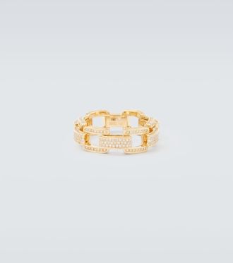 Shay Jewelry Ring Deco Link aus 18kt Gelbgold mit Diamanten