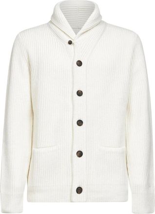 MC2 Saint Barth Homme, Pulls, Blanc, Taille: M Pull en Laine Ivoire à Col Châle